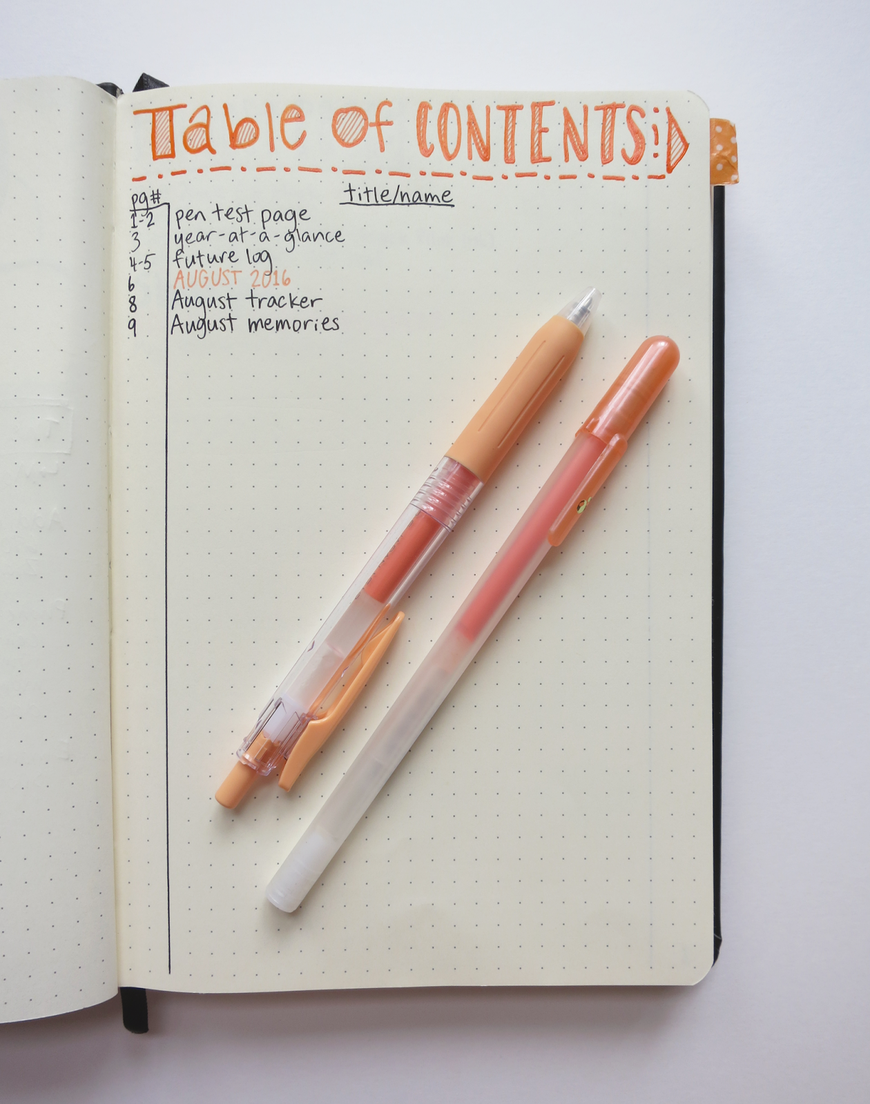 Our Journey in Journals: Setup of my Second Bullet Journal: August 2016