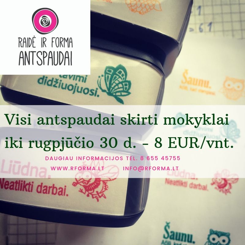 Antspaudai mokytojams, antspaudai vaikams, antspaudų gamyba.