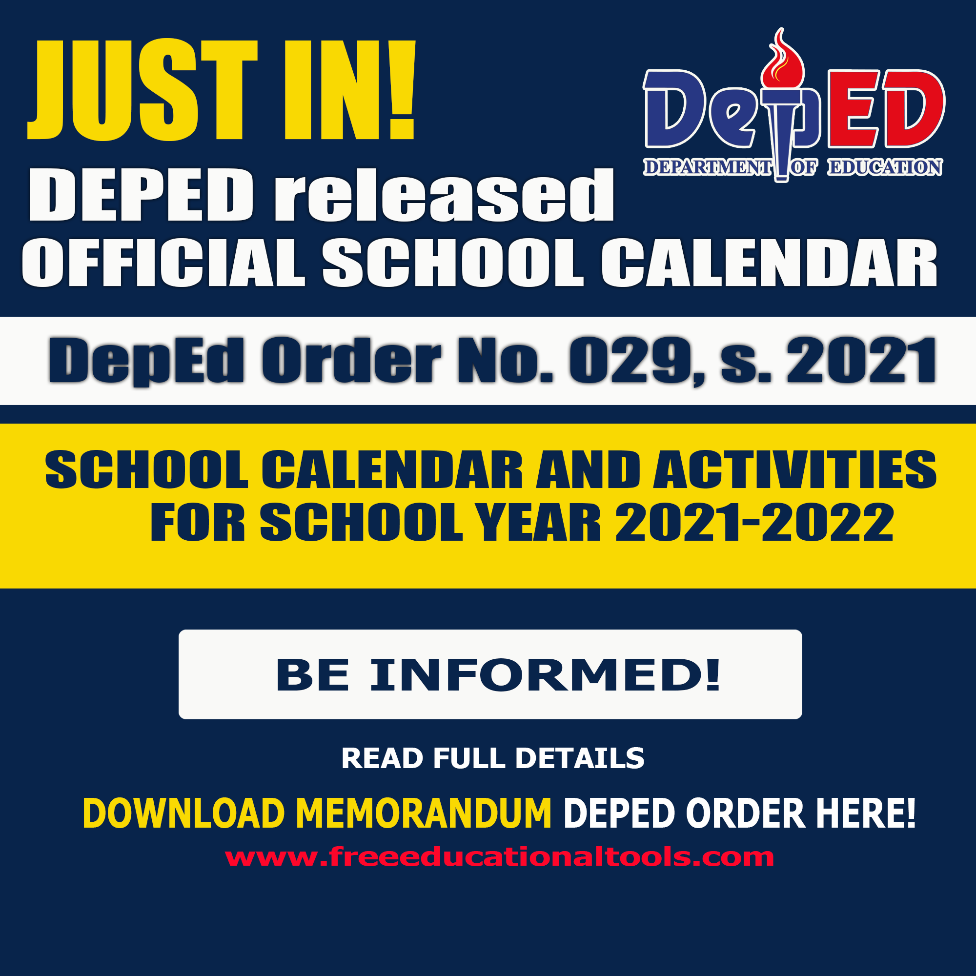 DepEd Released Official School Calendar And Activities For SY 2021 2022