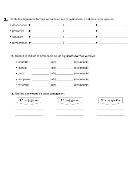Maestro de primaria: Los verbos.Raiz y desinencia.