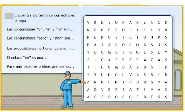 ESPAÑOL: TAREA PREPOSICIONES Y CONJUNCIONES