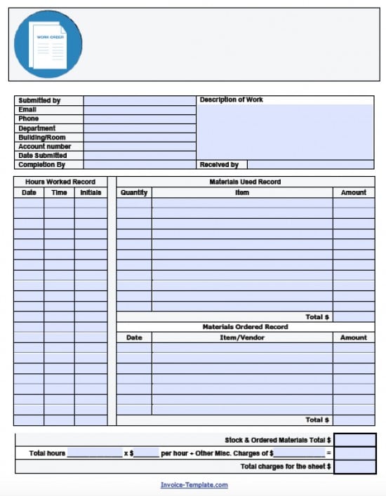 How To Make A Work Order In Excel - Invoice Template