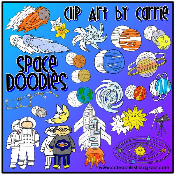 Clip Art by Carrie Teaching First: Space Doodles and FREEBIE Astronaut