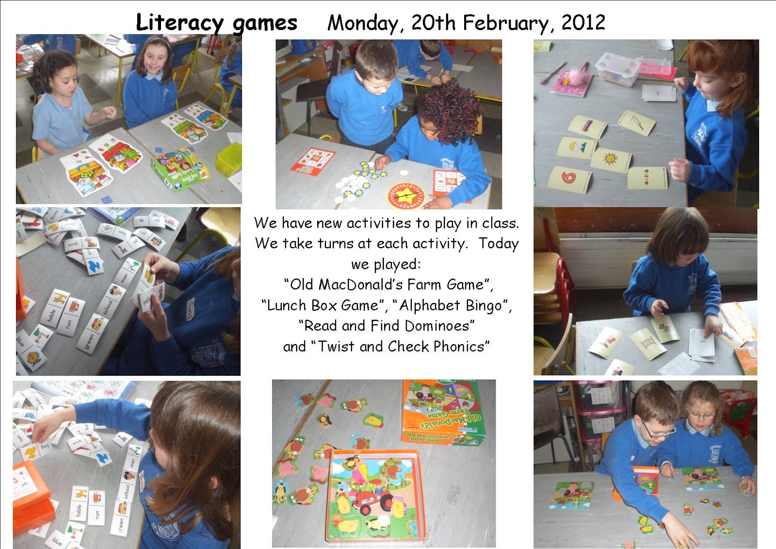 Literacy Site: Literacy Activities in Senior infants