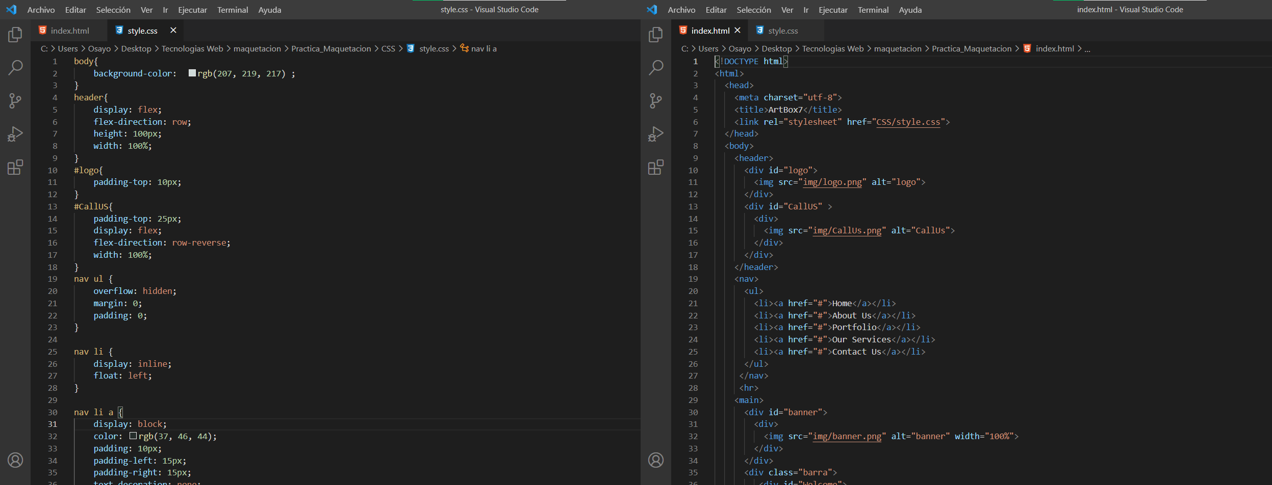 Maquetación Html And Css ~ Portafolio De Tecnología Web