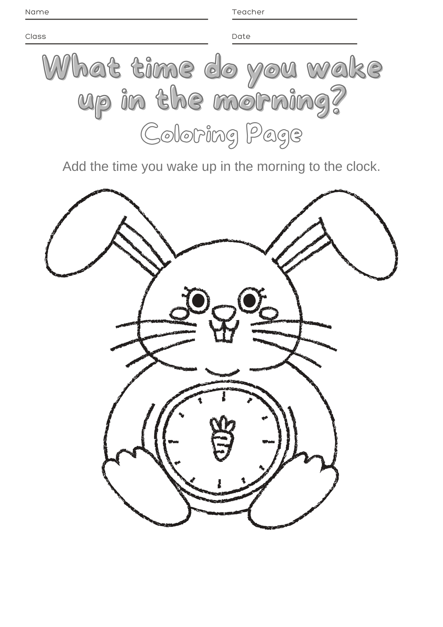 Animations a2z: Learning Clock- Educational Coloring Pages