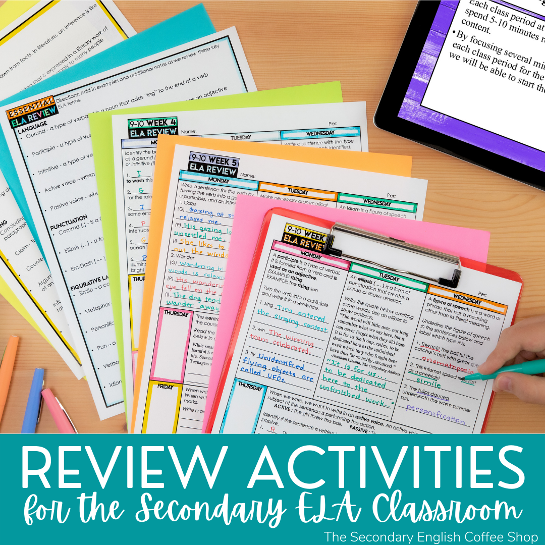 Engaging Review Ideas for Secondary ELA - The Secondary English Coffee Shop