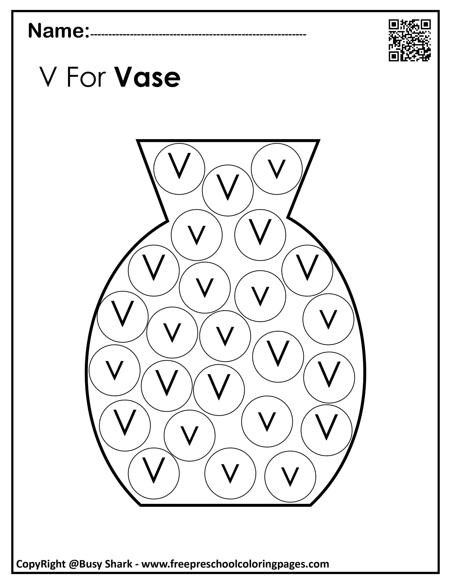 Letter V "10 free Dot Markers coloring pages"