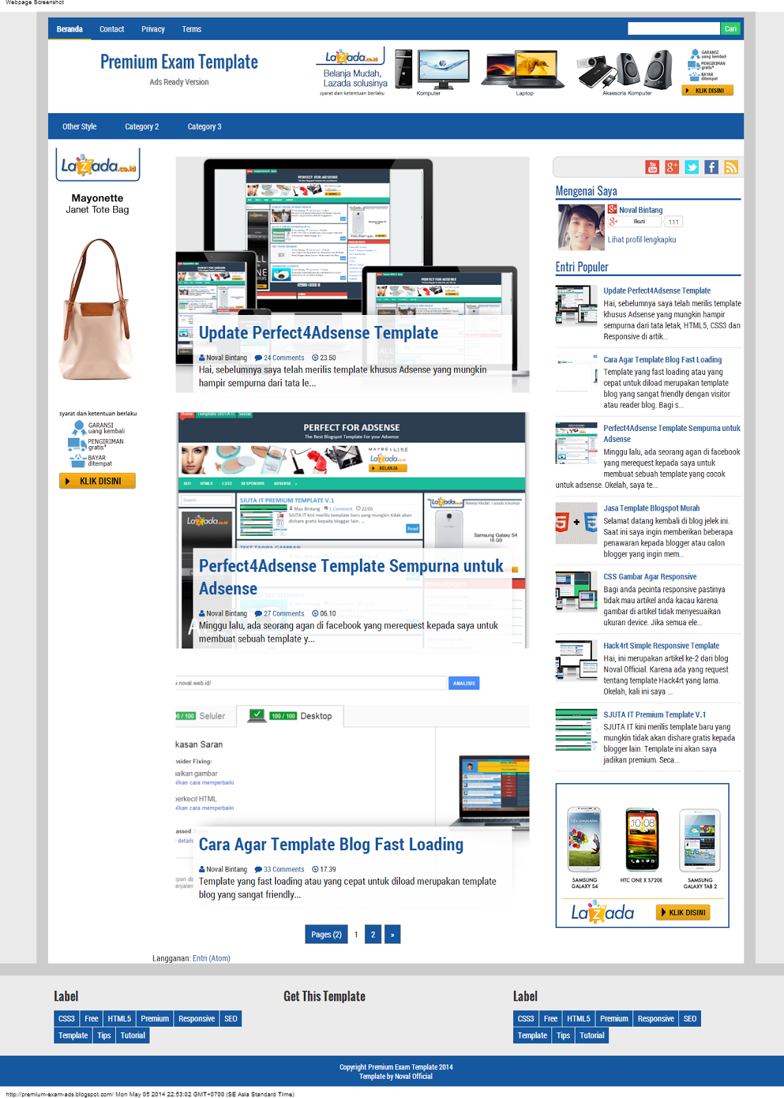 Premium Exam Blogger Template - Noval Official