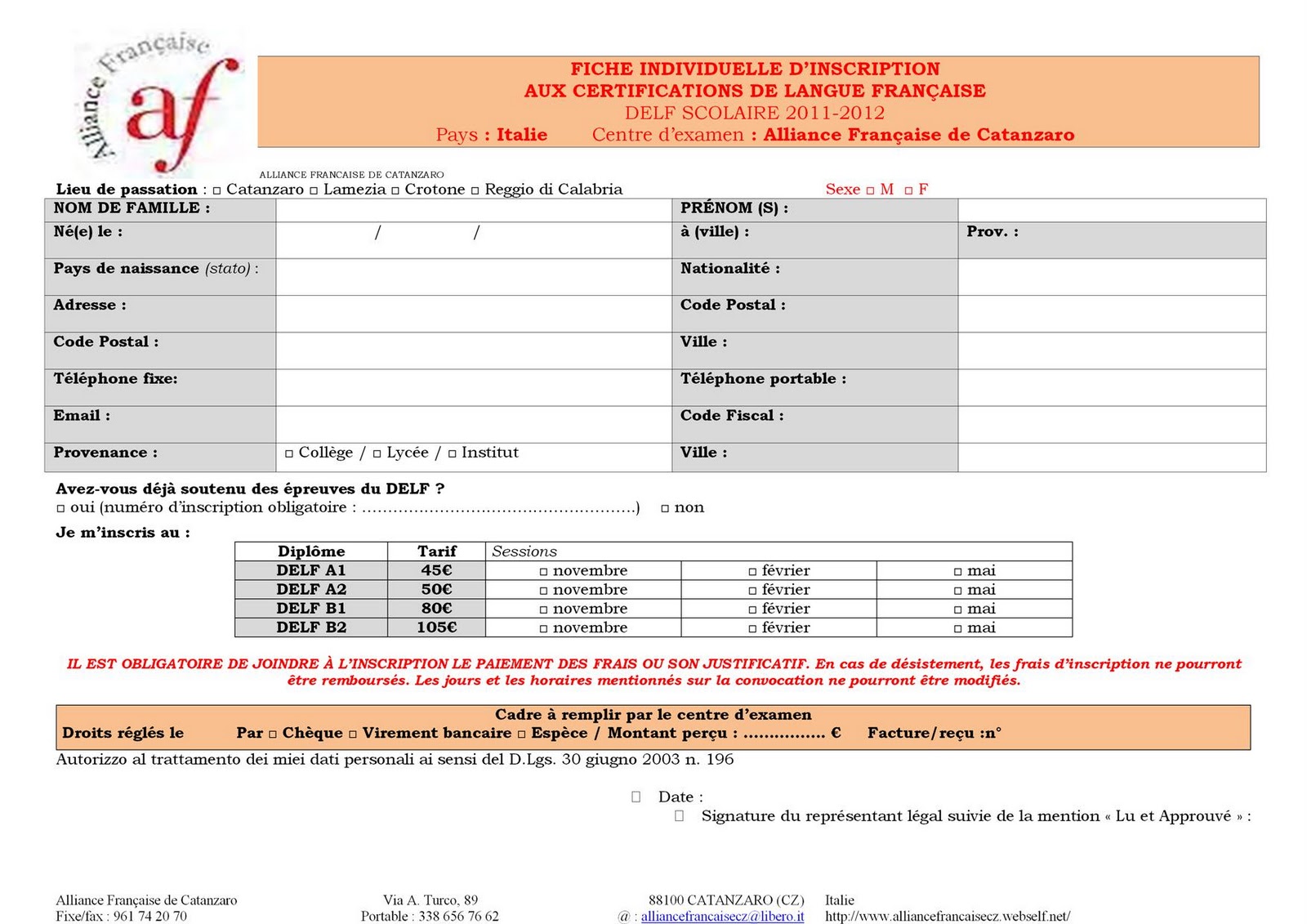 ALLIANCE FRANCAISE DE CATANZARO: Certifications de langue française ...