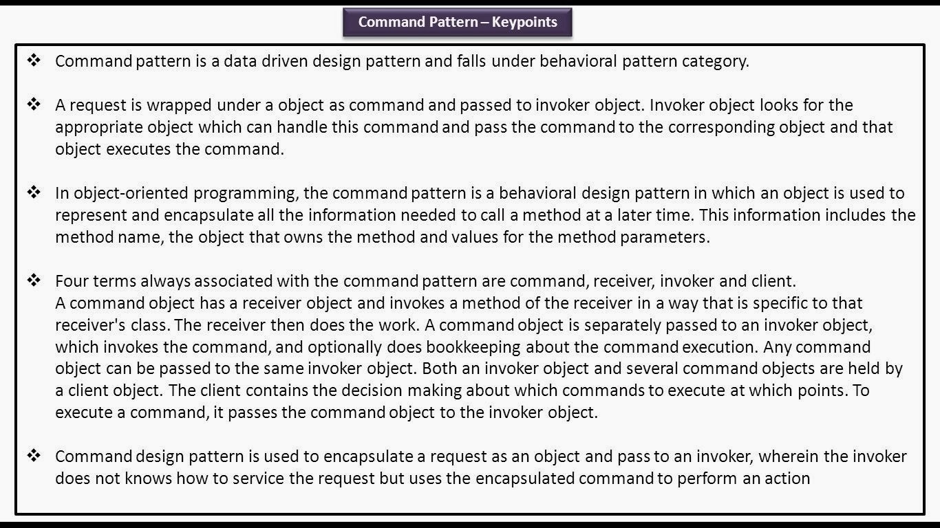 JAVA EE: Command Design pattern - Key points