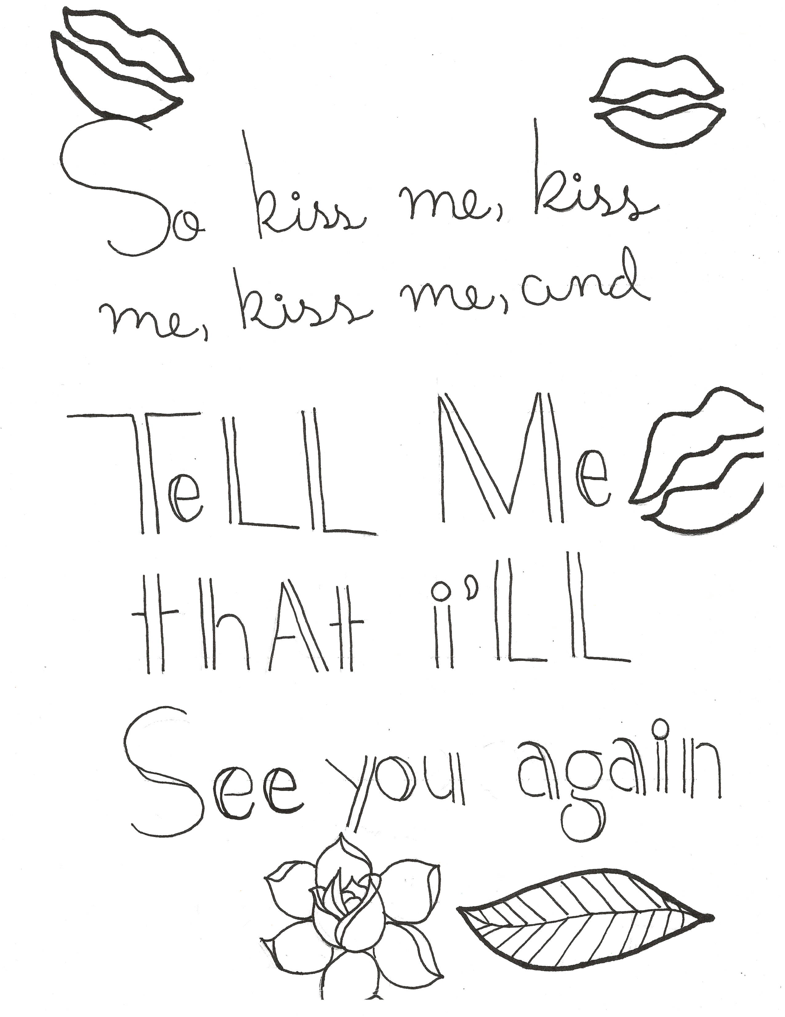 Cutest Coloring Pages: Kiss Me Kiss Me Lyrics