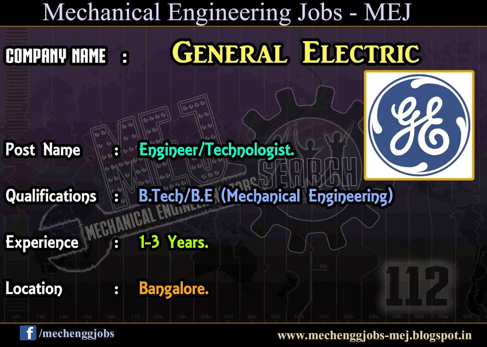 General Electric _ Engineer/Technologist _ Experience _ Bangalore ...