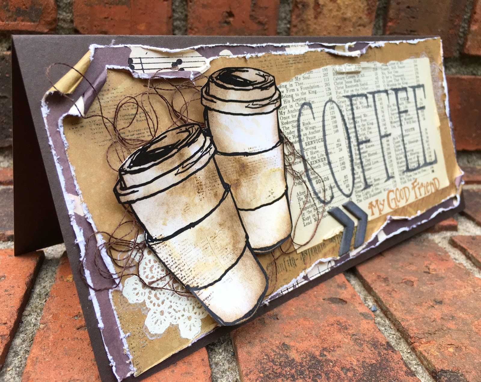 SewPaperPaint: Distressed Coffee Friendship Card