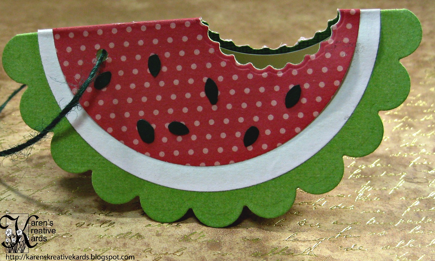 Karen's Kreative Kards: Watermelon Tag and Thank You Card from Latest Video