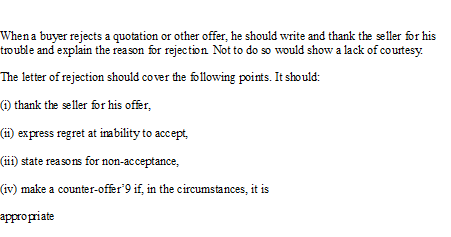 Business Letter Samples : Rejection Quotations Letter