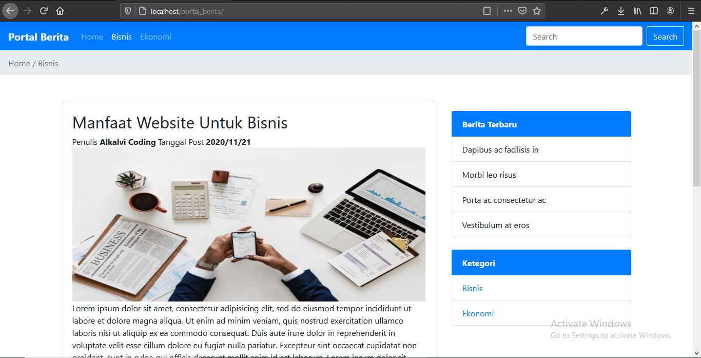 Membuat Template Berita dengan Bootstrap 4 - Alkalvi Coding