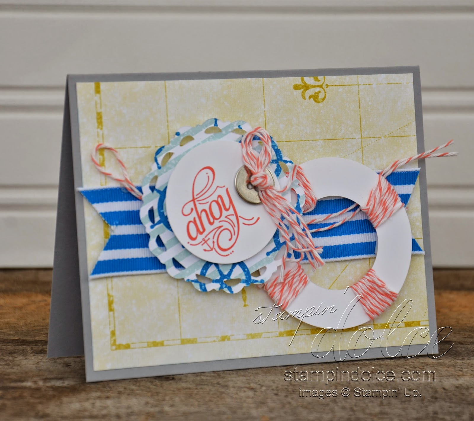 Stampin' Dolce: nautical theme scrapbook layout & cards
