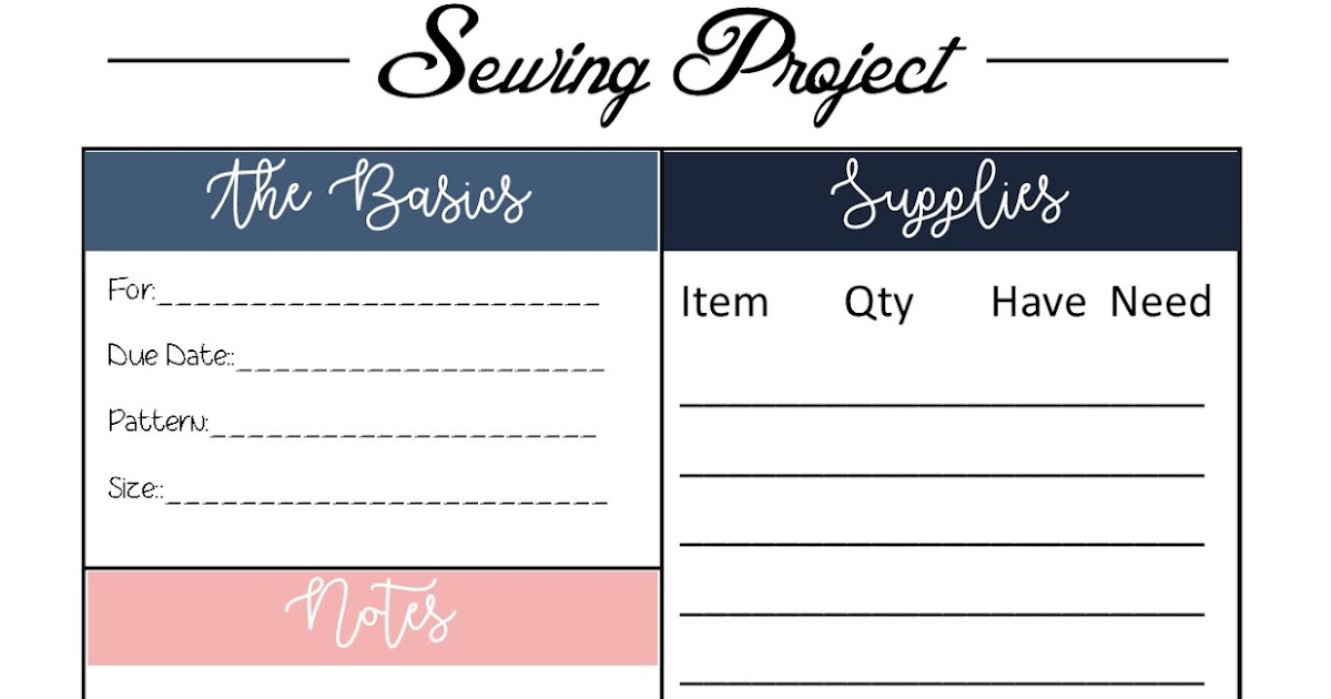 IndiPatterns: Free Sewing Project Printable Planner Worksheet