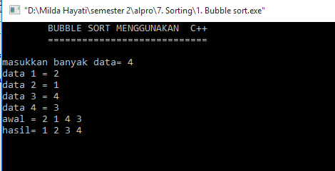 Algoritma Bubble Sort dan Quick Sort pada C++ ~ MILDA HAYATI