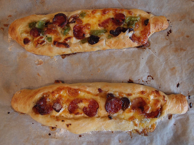 Milk and Honey: Cheese Sausage and Olive Pide Pies
