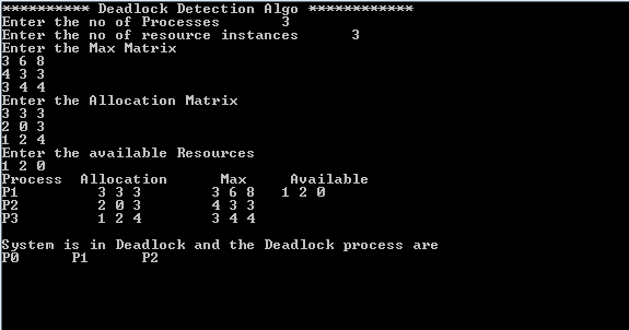 Program to implement Deadlock Detection Algorithm in C | Wave the world