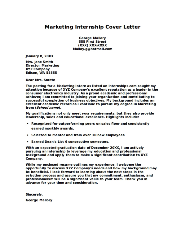 Cover Letter Examples For Internship ~ Thankyou Letter