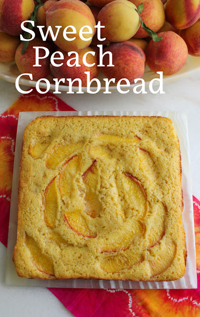 Food Lust People Love: Sweet Peach Cornbread #BreadBakers