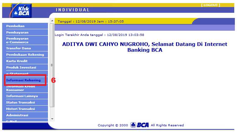 Cara Cek Saldo Rekening BCA di KlikBCA / Internet Banking BCA - Aditya ...