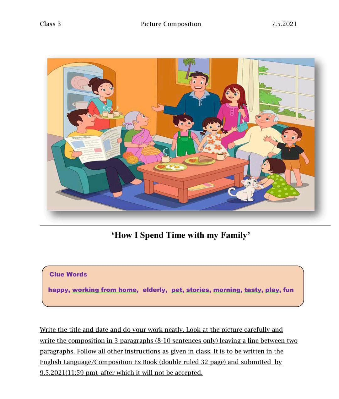 South Point School CLASS 3 Picture Composition How I spend time with my ...