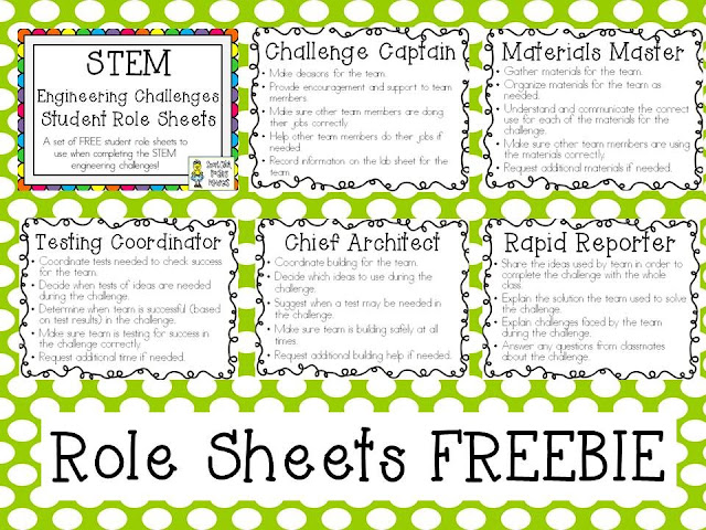 Growing a STEM Classroom: STEM Challenges ~ FREE Student Role Sheets!!!