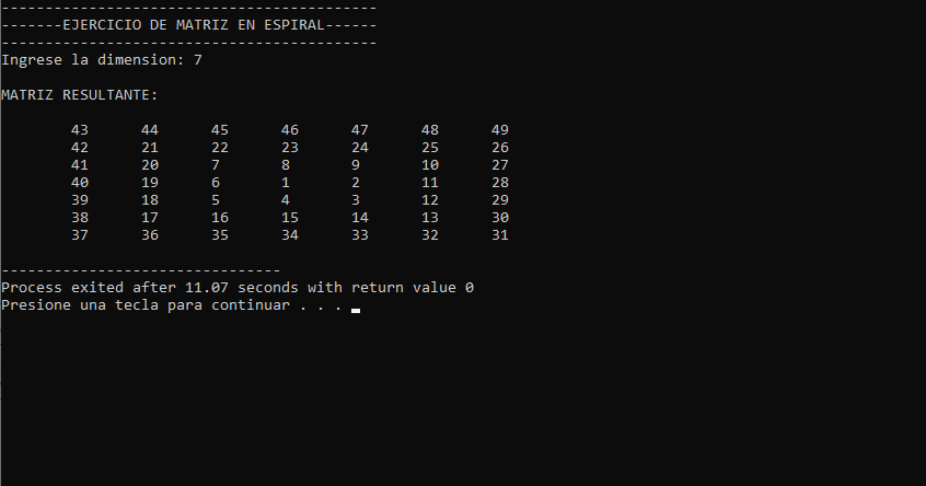 Matriz en espiral ~ GuiaEstudiantil