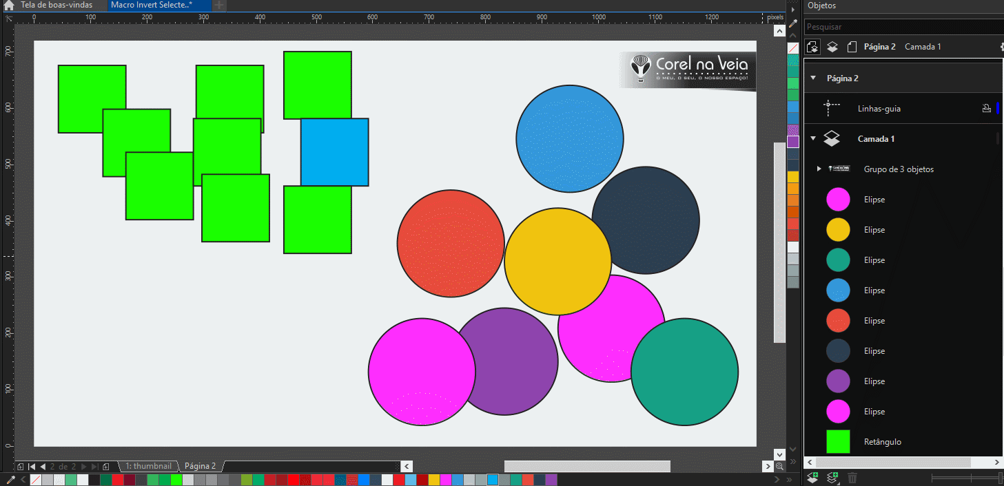 Inversão de Seleção de Objetos no CorelDRAW c/ a Macro FREE Invert ...