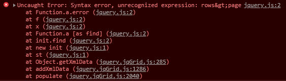 [jqGrid][Bug] Importing - Uncaught Error: Syntax error, unrecognized expression: rows>page