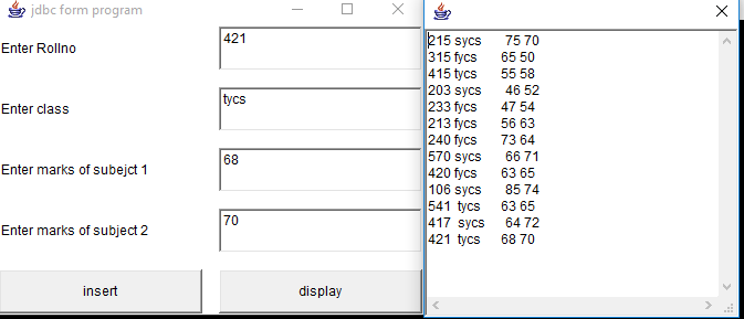 7) Write a Windows JDBC program that add record using GUI form and ...
