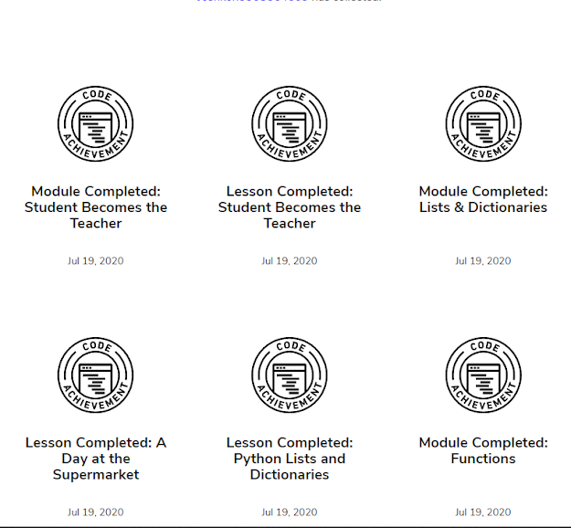 Code Academy badges (Python)