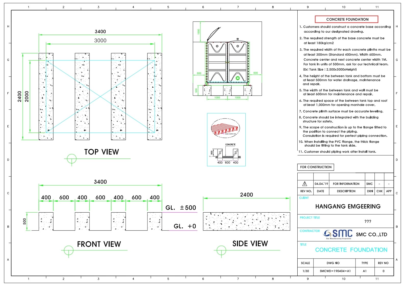 WATER TANK: GRP TANK DRAWING For 9Ton Water Tank -2x3x1.5