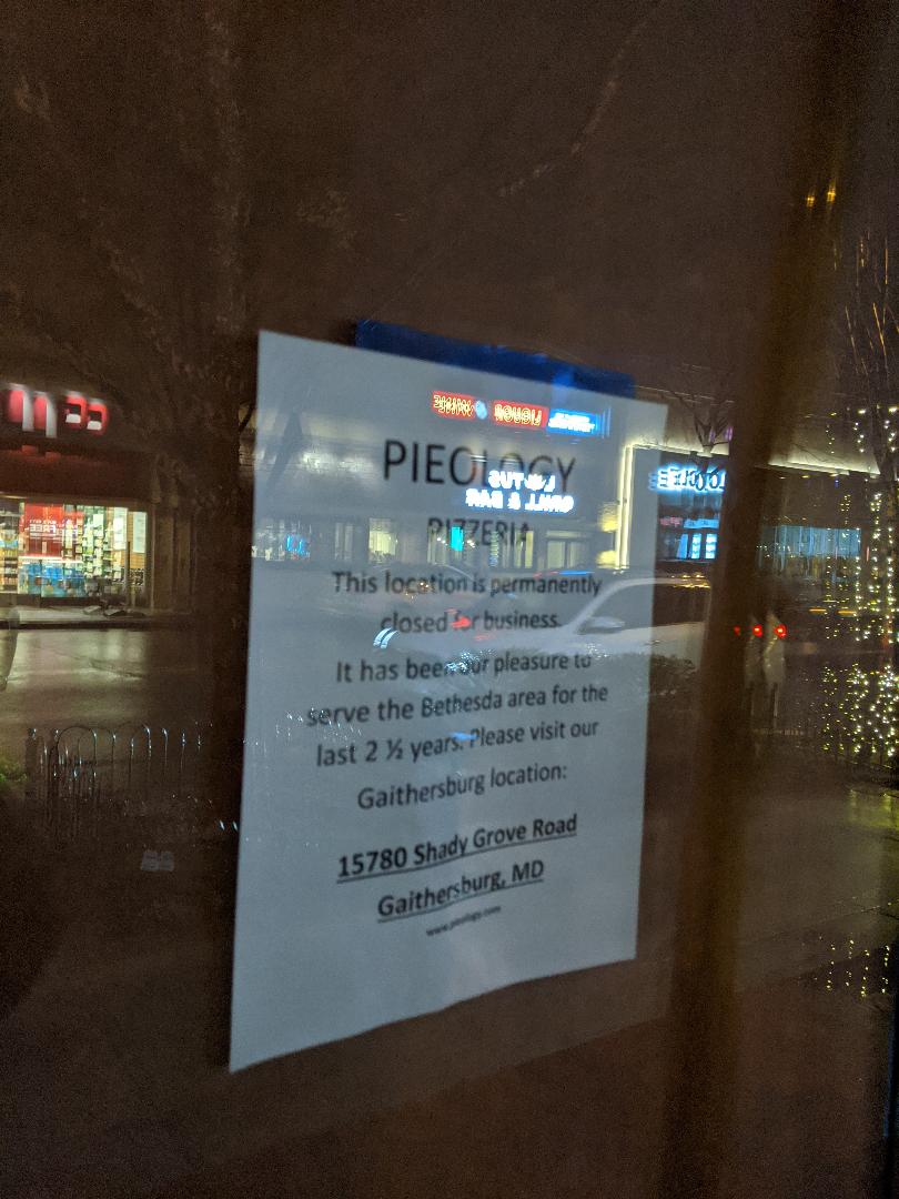 Robert Dyer @ Bethesda Row: Pieology closes at Bethesda Row Robert Dyer @ Bethesda Row: Pieology closes at Bethesda Row