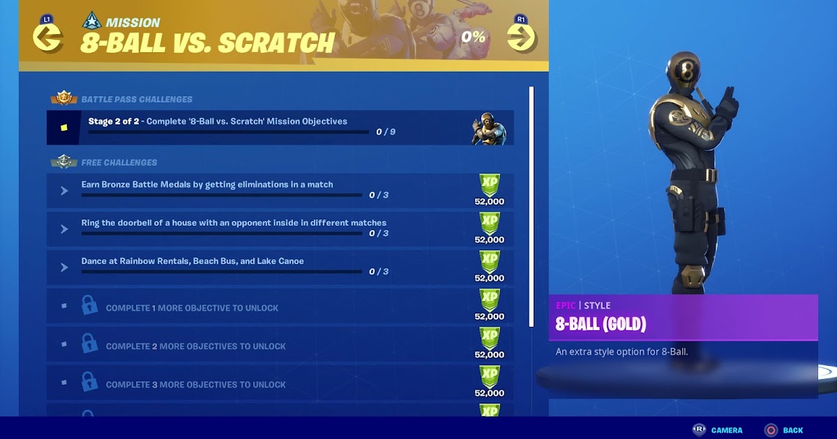 Fortnite 8-Ball vs Scratch mission