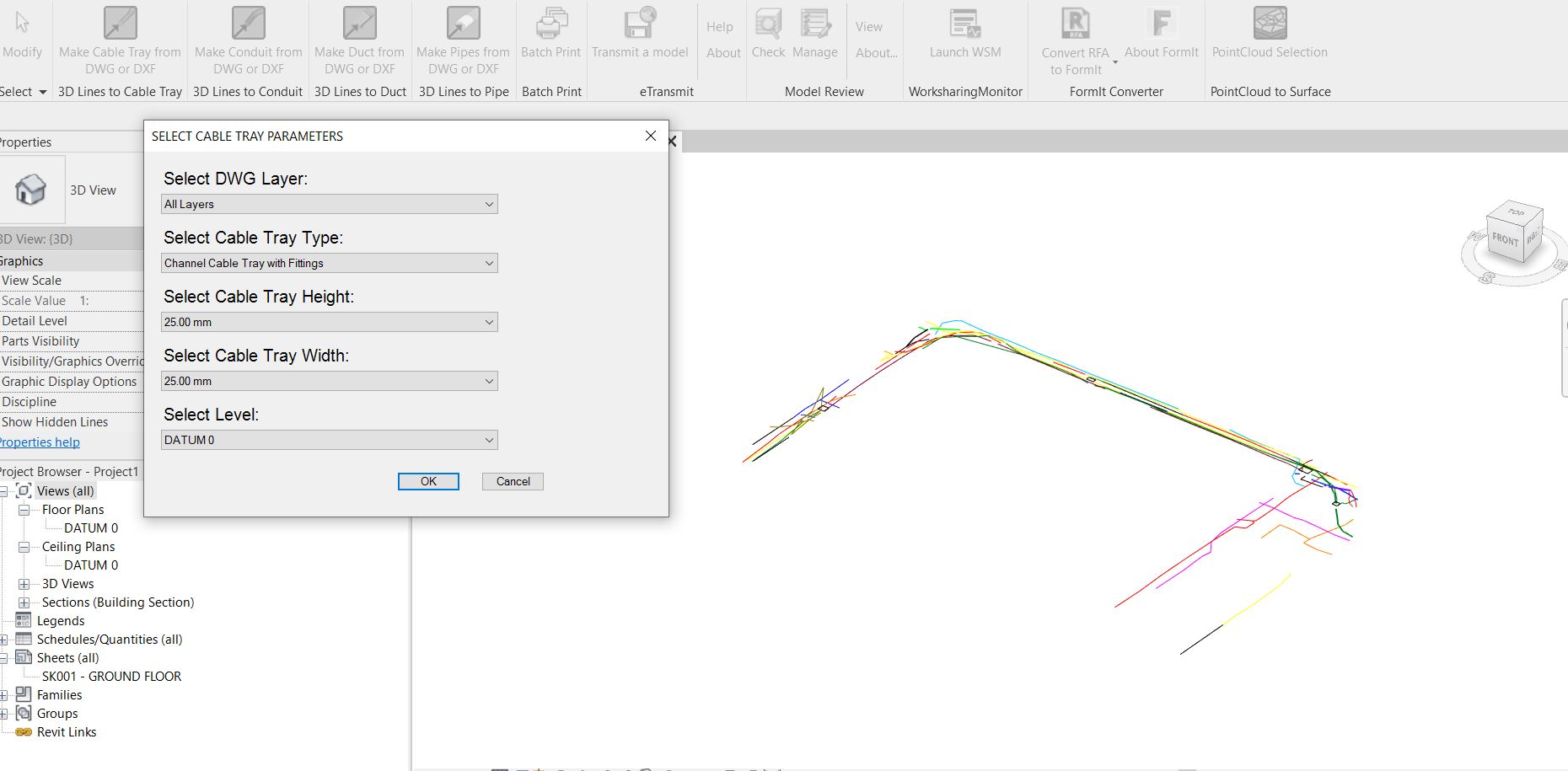 Revit Add-Ons: 3D Lines to Cable Tray
