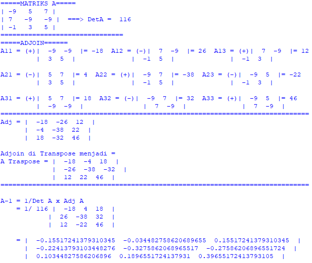 ALJABAR LINIER MATRIKS 3x3 PYTHON3