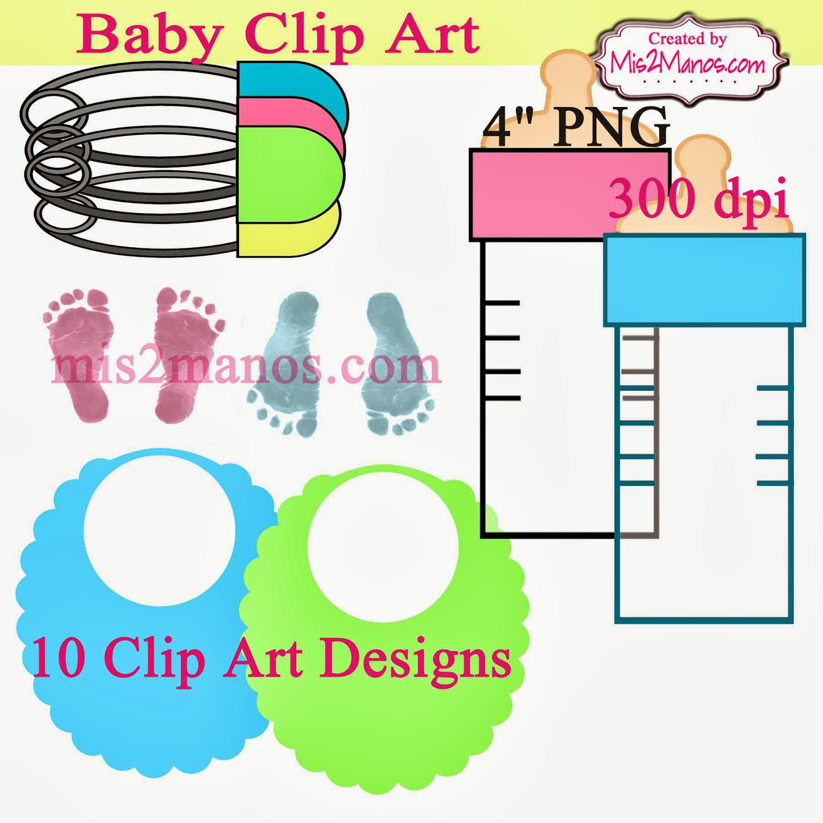 Mis 2 Manos: Made by My Hands: baby clip art digital clipart diaper ...