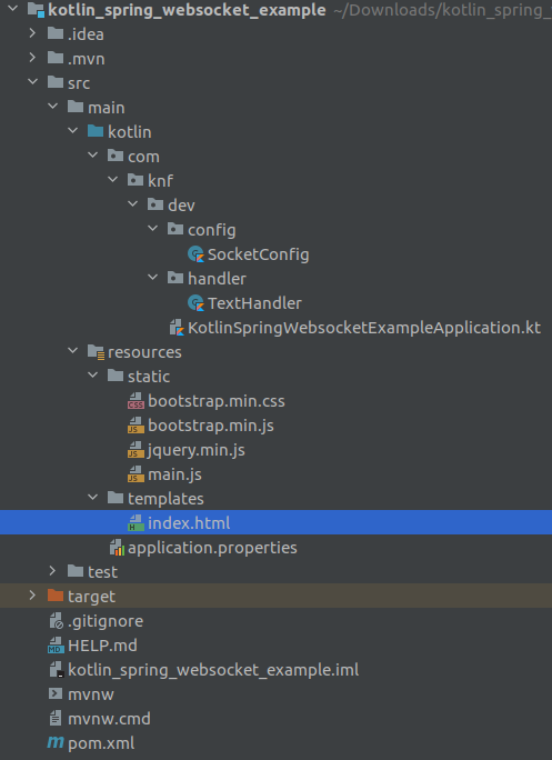 Websocket Kotlin Spring Boot Simple Application Example