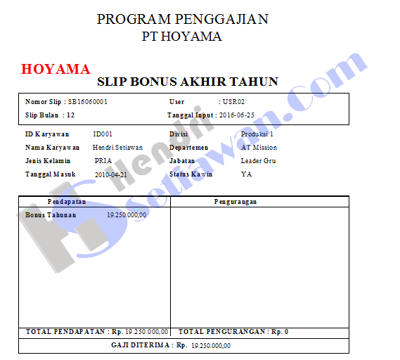 Contoh Laporan Penghitungan Bonus Dengan Crystal report program ...