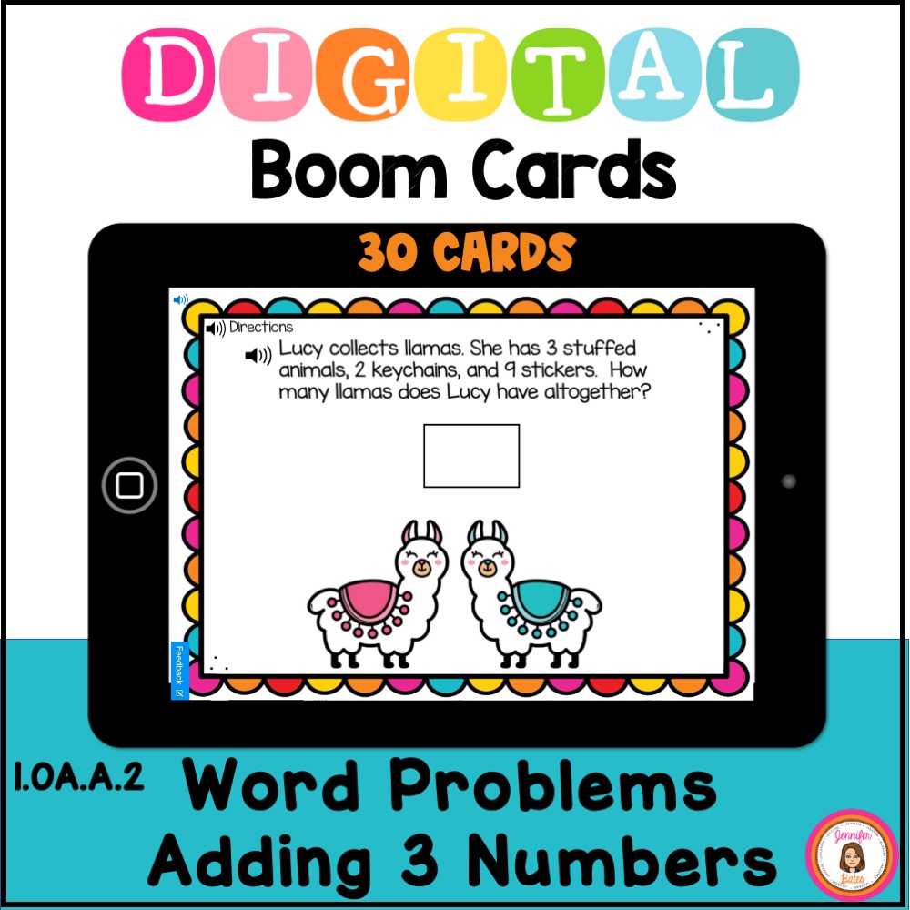 Finally In First Adding 3 Numbers Word Problems Boom Cards Finally In First Adding 3 Numbers Word Problems Boom Cards