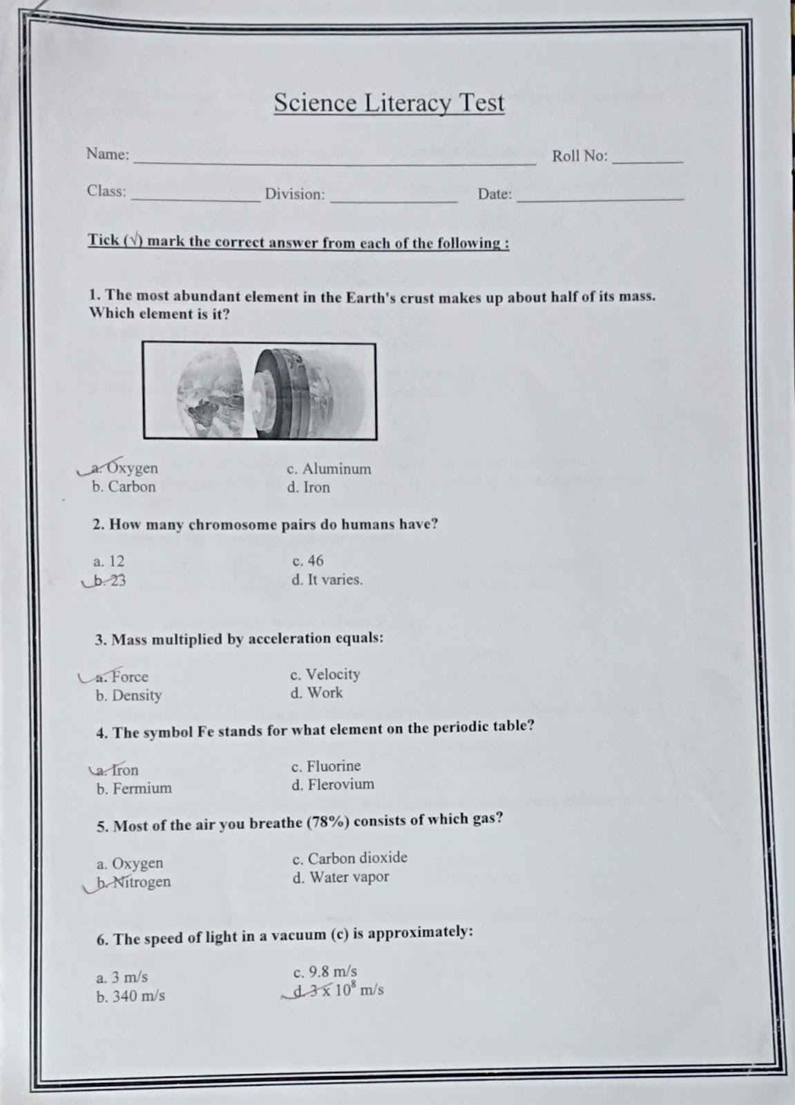 Science Literacy Test