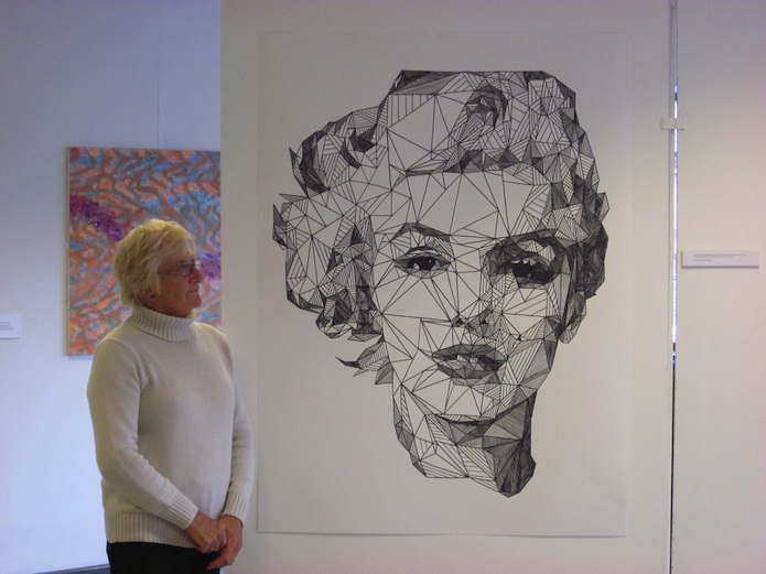 LET'S STAY: Geometric triangle face Artwork by Josh Bryan