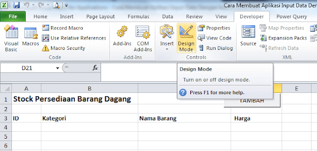 Cara Membuat Aplikasi Input Data Dengan Macro Excel