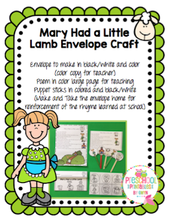 Mary Had a Little Lamb Envelope Craft ~ Preschool Printables