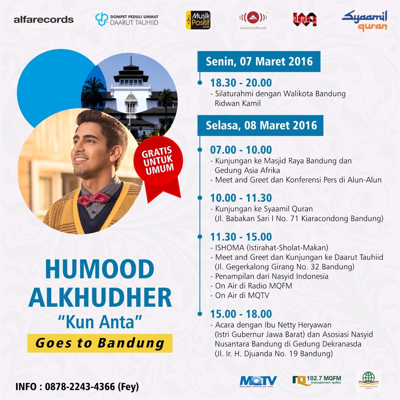 Penyanyi Lagu Kun Anta, Humood Alkhudher Insya Alloh Hadir Di Bandung ...